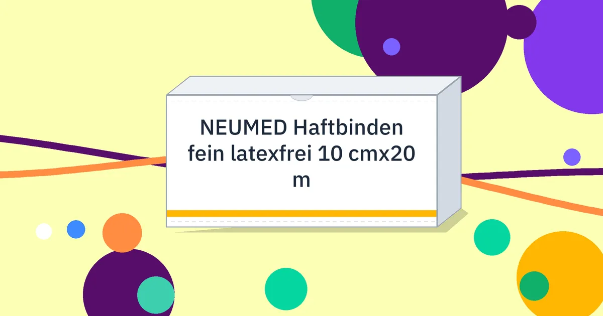 Symbolbild: Packung mit der Aufschrift NEUMED Haftbinden fein latexfrei 10 cmx20 m (PZN 09197889) – Verfügbarkeit und Bezug in Apotheken in Frankfurt am Main