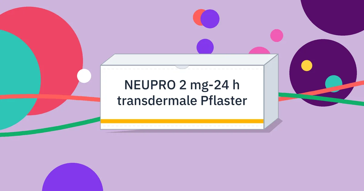 Symbolbild: Packung mit der Aufschrift NEUPRO 2 mg-24 h transdermale Pflaster (PZN 19228467) – Verfügbarkeit und Bezug in Apotheken in Frankfurt am Main