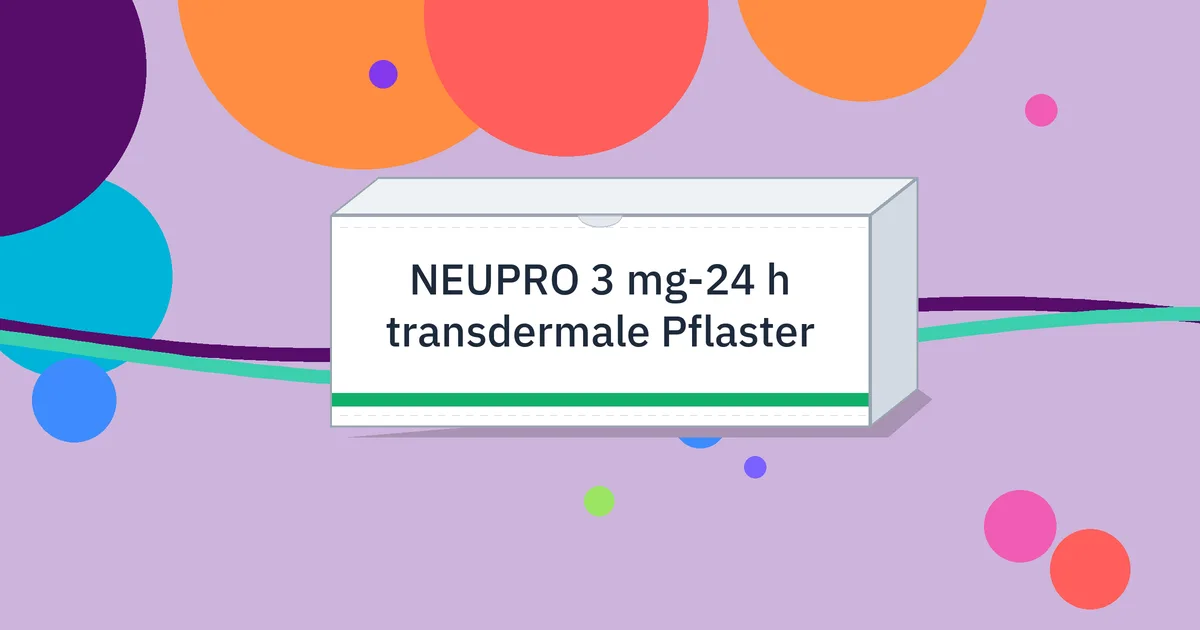 Symbolbild: Packung mit der Aufschrift NEUPRO 3 mg-24 h transdermale Pflaster (PZN 10934152) – Verfügbarkeit und Bezug in Apotheken in Frankfurt am Main