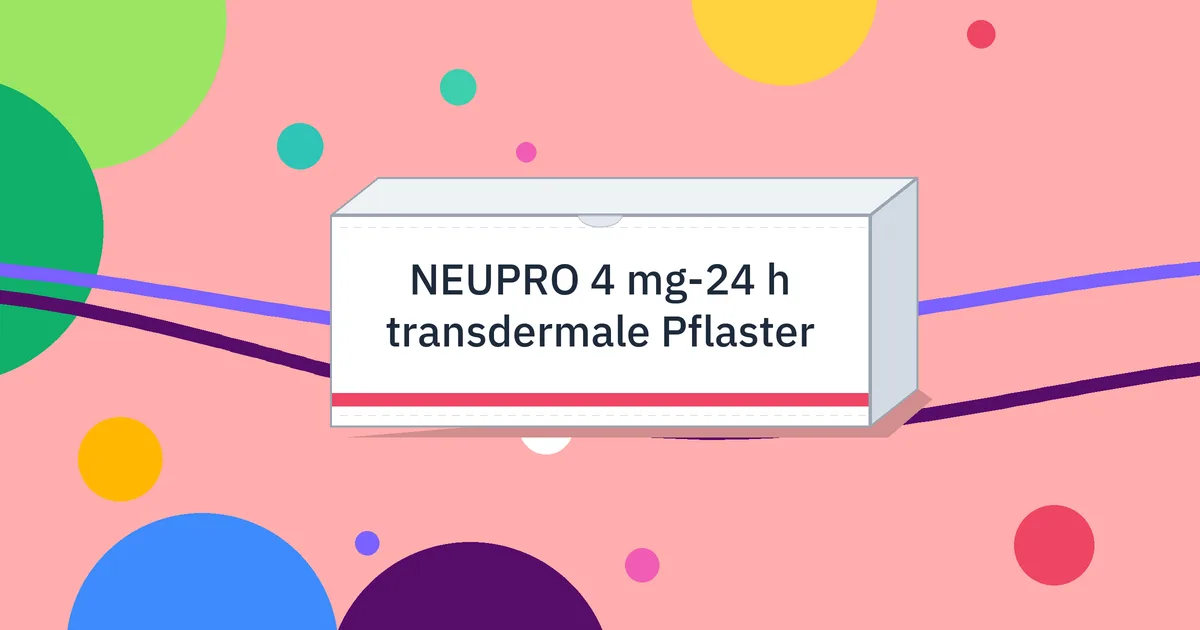 Symbolbild: Packung mit der Aufschrift NEUPRO 4 mg-24 h transdermale Pflaster (PZN 10625942) – Verfügbarkeit und Bezug in Apotheken in Frankfurt am Main