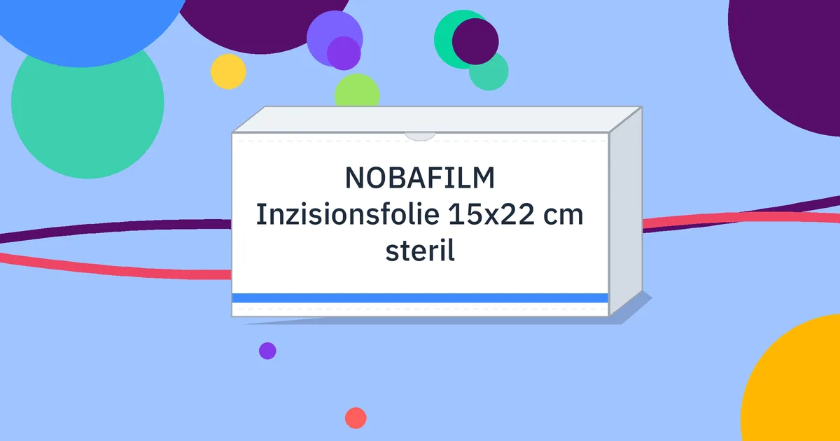 Symbolbild: Packung mit der Aufschrift NOBAFILM Inzisionsfolie 15x22 cm steril (PZN 18397707) – Verfügbarkeit und Bezug in Apotheken in Frankfurt am Main