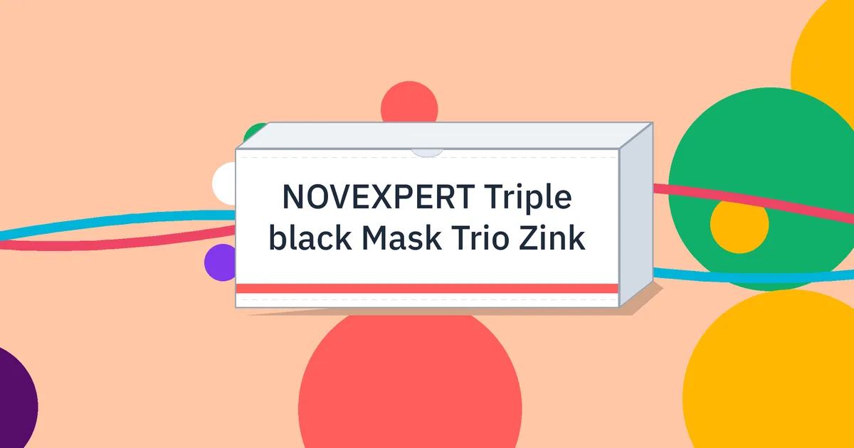 Symbolbild: Packung mit der Aufschrift NOVEXPERT Triple black Mask Trio Zink (PZN 19147496) – Verfügbarkeit und Bezug in Apotheken in Frankfurt am Main