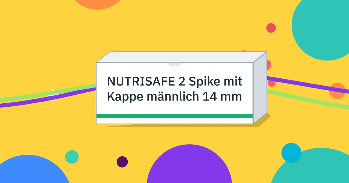 Symbolbild: Packung mit der Aufschrift NUTRISAFE 2 Spike mit Kappe männlich 14 mm (PZN 06846809) – Verfügbarkeit und Bezug in Apotheken in Frankfurt am Main
