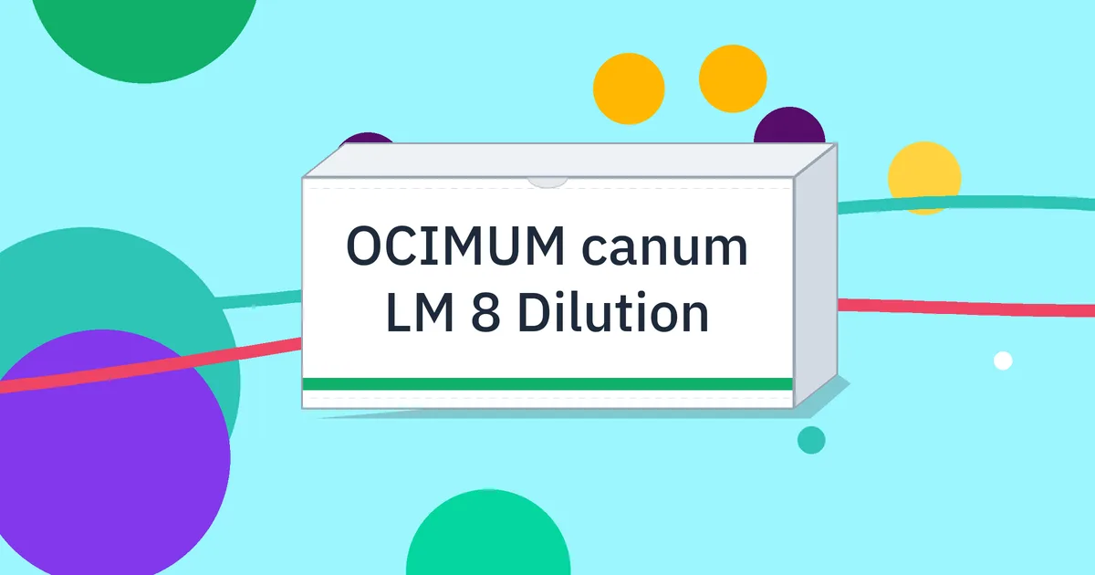 Symbolbild: Packung mit der Aufschrift OCIMUM canum LM 8 Dilution (PZN 13621821) – Verfügbarkeit und Bezug in Apotheken in Frankfurt am Main