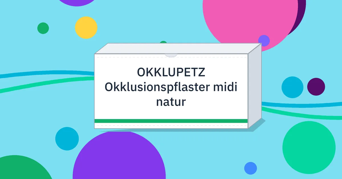 Symbolbild: Packung mit der Aufschrift OKKLUPETZ Okklusionspflaster midi natur (PZN 11864689) – Verfügbarkeit und Bezug in Apotheken in Frankfurt am Main
