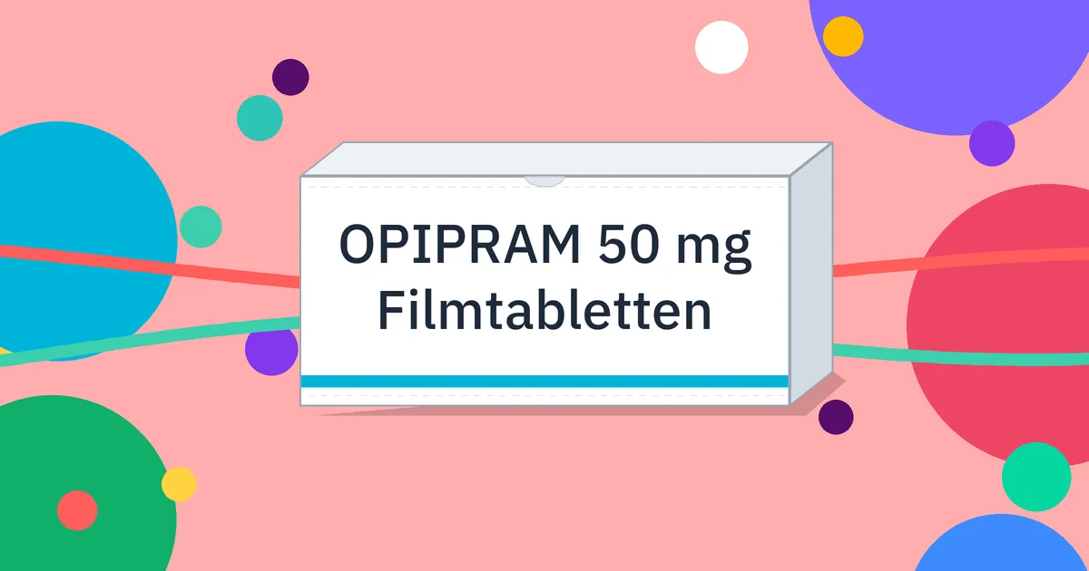 Symbolbild: Packung mit der Aufschrift OPIPRAM 50 mg Filmtabletten (PZN 03783907) – Verfügbarkeit und Bezug in Apotheken in Frankfurt am Main