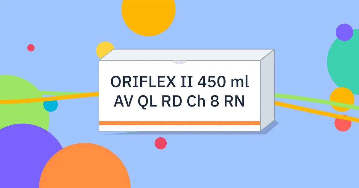 Symbolbild: Packung mit der Aufschrift ORIFLEX II 450 ml AV QL RD Ch 8 RN (PZN 17485183) – Verfügbarkeit und Bezug in Apotheken in Frankfurt am Main
