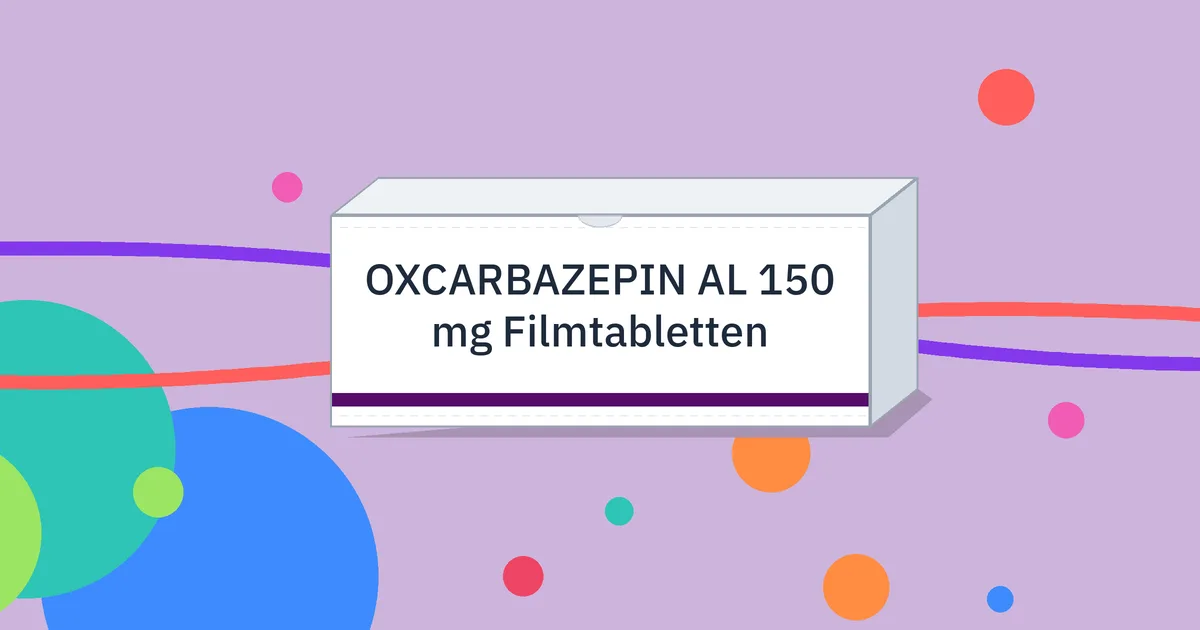 Symbolbild: Packung mit der Aufschrift OXCARBAZEPIN AL 150 mg Filmtabletten (PZN 01719845) – Verfügbarkeit und Bezug in Apotheken in Frankfurt am Main
