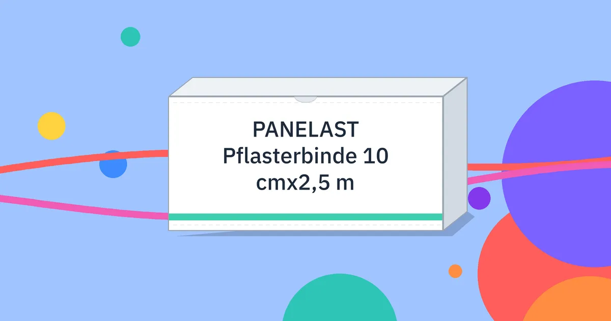 Symbolbild: Packung mit der Aufschrift PANELAST Pflasterbinde 10 cmx2,5 m (PZN 00761822) – Verfügbarkeit und Bezug in Apotheken in Frankfurt am Main