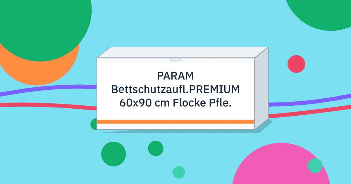 Symbolbild: Packung mit der Aufschrift PARAM Bettschutzaufl.PREMIUM 60x90 cm Flocke Pfle. (PZN 16871524) – Verfügbarkeit und Bezug in Apotheken in Frankfurt am Main