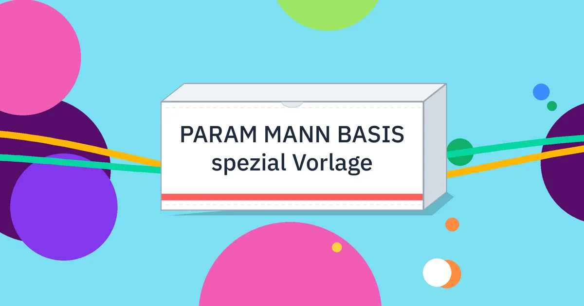 Symbolbild: Packung mit der Aufschrift PARAM MANN BASIS spezial Vorlage (PZN 06812093) – Verfügbarkeit und Bezug in Apotheken in Frankfurt am Main