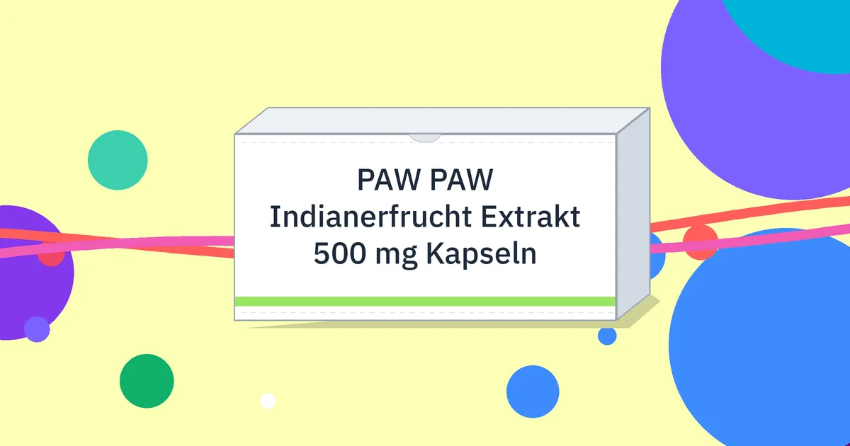 Symbolbild: Packung mit der Aufschrift PAW PAW Indianerfrucht Extrakt 500 mg Kapseln (PZN 11048085) – Verfügbarkeit und Bezug in Apotheken in Frankfurt am Main