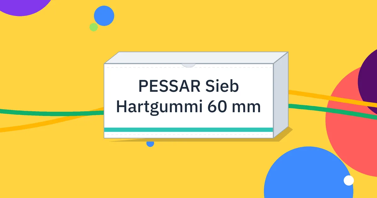 Symbolbild: Packung mit der Aufschrift PESSAR Sieb Hartgummi 60 mm (PZN 01734000) – Verfügbarkeit und Bezug in Apotheken in Frankfurt am Main