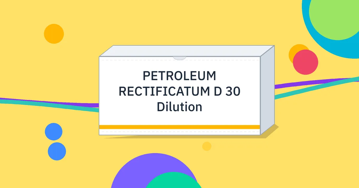 Symbolbild: Packung mit der Aufschrift PETROLEUM RECTIFICATUM D 30 Dilution (PZN 02810714) – Verfügbarkeit und Bezug in Apotheken in Frankfurt am Main
