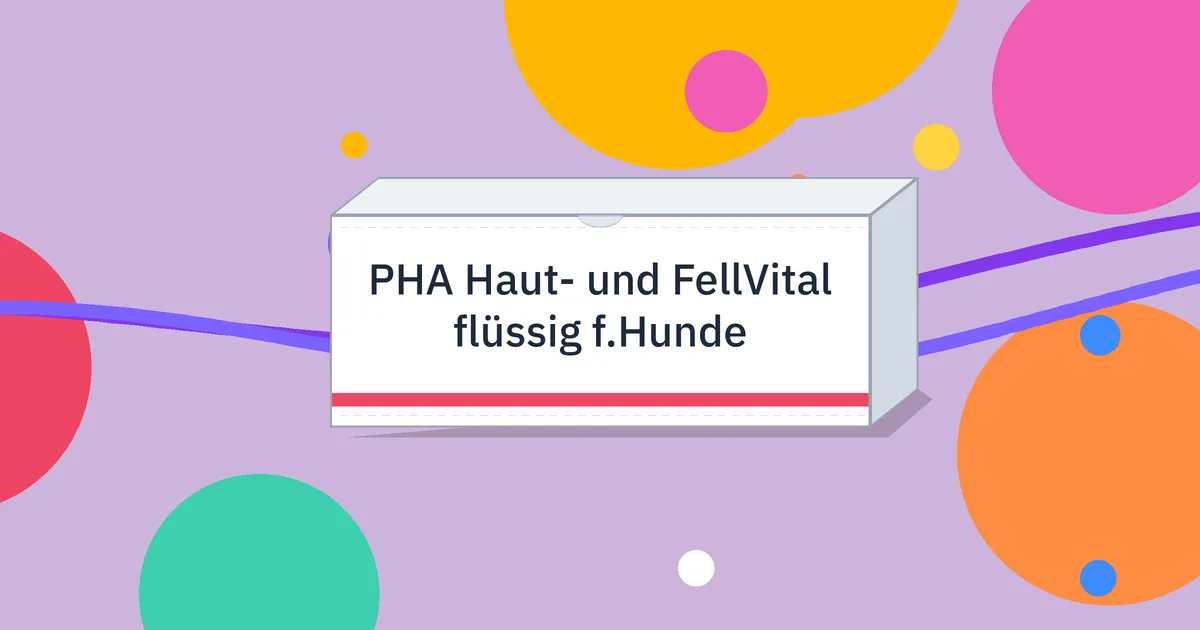 Symbolbild: Packung mit der Aufschrift PHA Haut- und FellVital flüssig f.Hunde (PZN 08869068) – Verfügbarkeit und Bezug in Apotheken in Frankfurt am Main