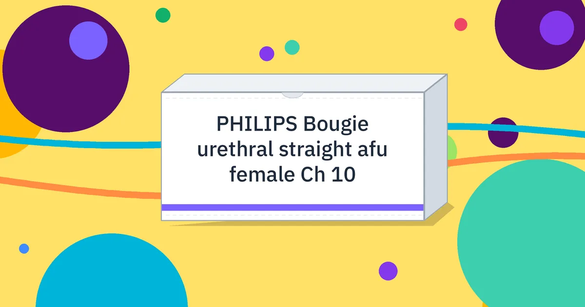 Symbolbild: Packung mit der Aufschrift PHILIPS Bougie urethral straight afu female Ch 10 (PZN 18188599) – Verfügbarkeit und Bezug in Apotheken in Frankfurt am Main