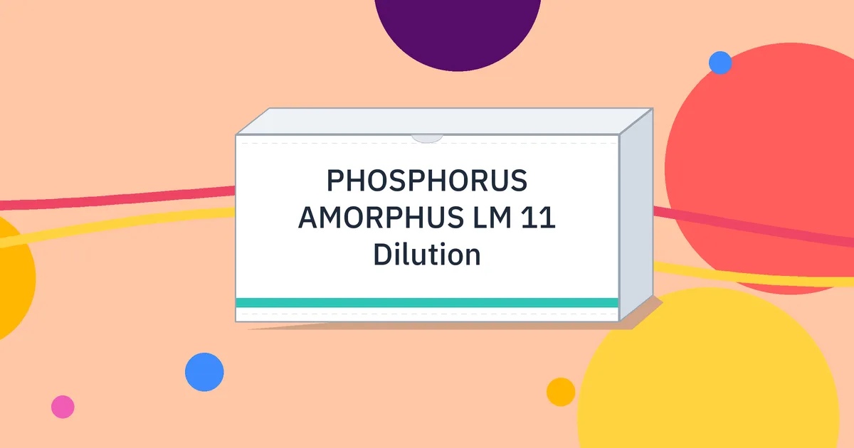 Symbolbild: Packung mit der Aufschrift PHOSPHORUS AMORPHUS LM 11 Dilution (PZN 13034408) – Verfügbarkeit und Bezug in Apotheken in Frankfurt am Main