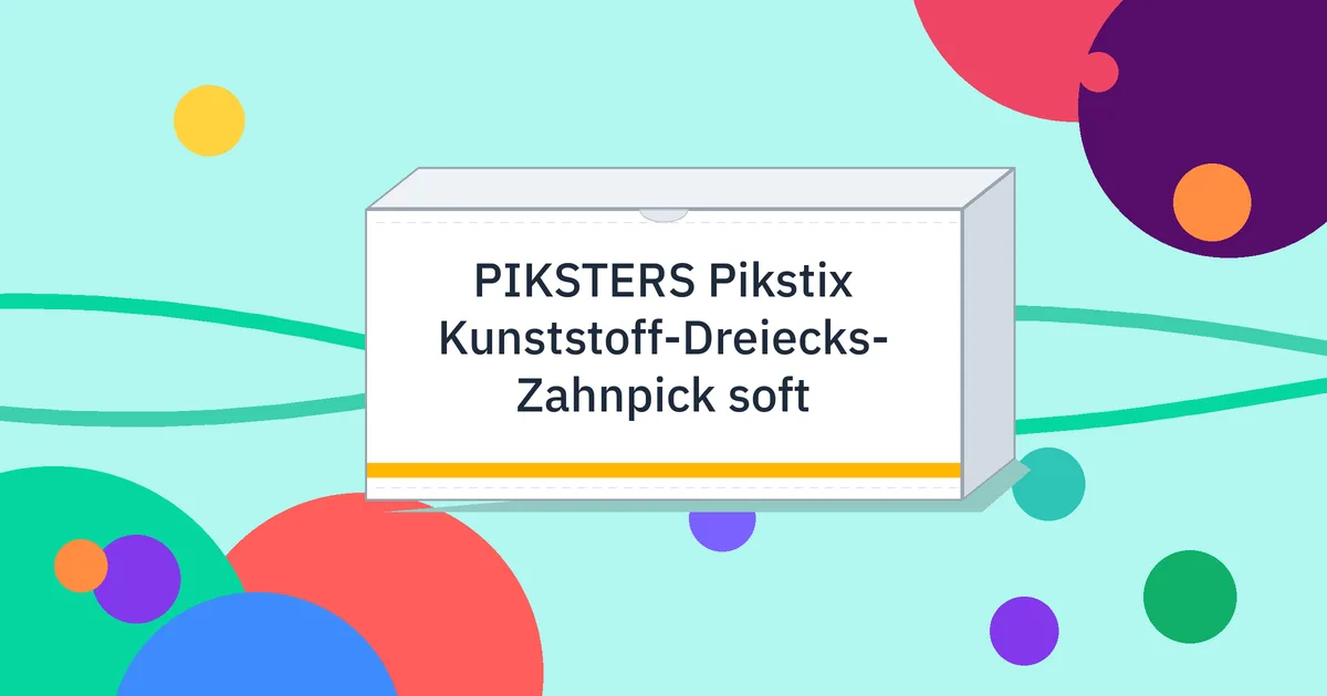 Symbolbild: Packung mit der Aufschrift PIKSTERS Pikstix Kunststoff-Dreiecks-Zahnpick soft (PZN 17593317) – Verfügbarkeit und Bezug in Apotheken in Frankfurt am Main