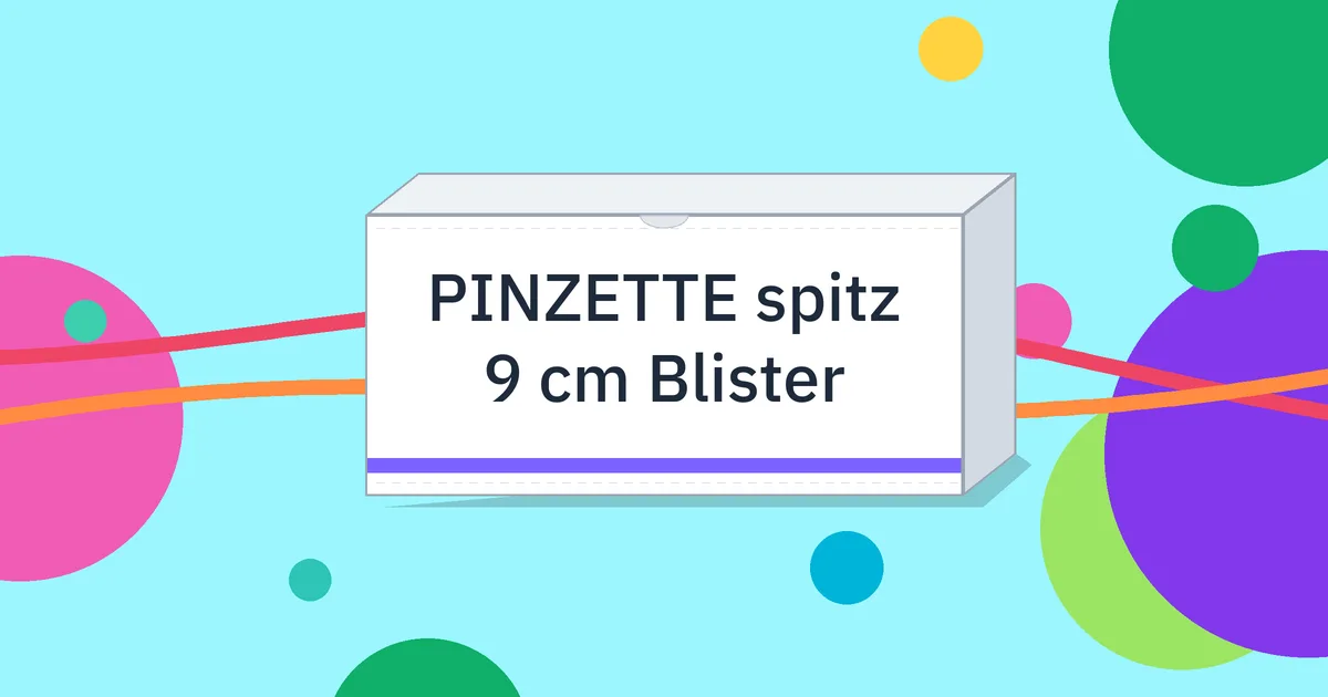 Symbolbild: Packung mit der Aufschrift PINZETTE spitz 9 cm Blister (PZN 10350244) – Verfügbarkeit und Bezug in Apotheken in Frankfurt am Main