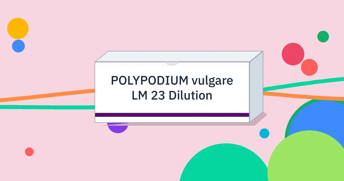 Symbolbild: Packung mit der Aufschrift POLYPODIUM vulgare LM 23 Dilution (PZN 13663481) – Verfügbarkeit und Bezug in Apotheken in Frankfurt am Main