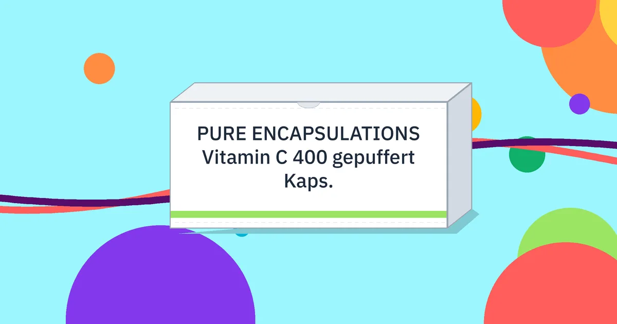 Symbolbild: Packung mit der Aufschrift PURE ENCAPSULATIONS Vitamin C 400 gepuffert Kaps. (PZN 05134573) – Verfügbarkeit und Bezug in Apotheken in Frankfurt am Main