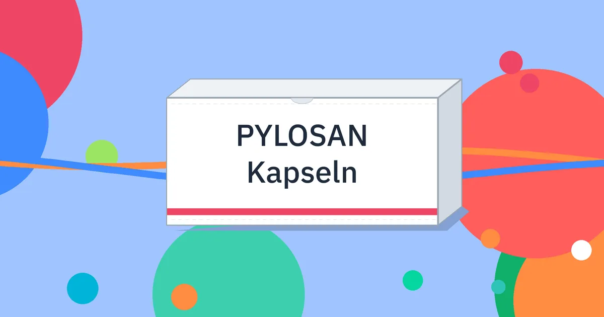 Symbolbild: Packung mit der Aufschrift PYLOSAN Kapseln (PZN 12416898) – Verfügbarkeit und Bezug in Apotheken in Frankfurt am Main