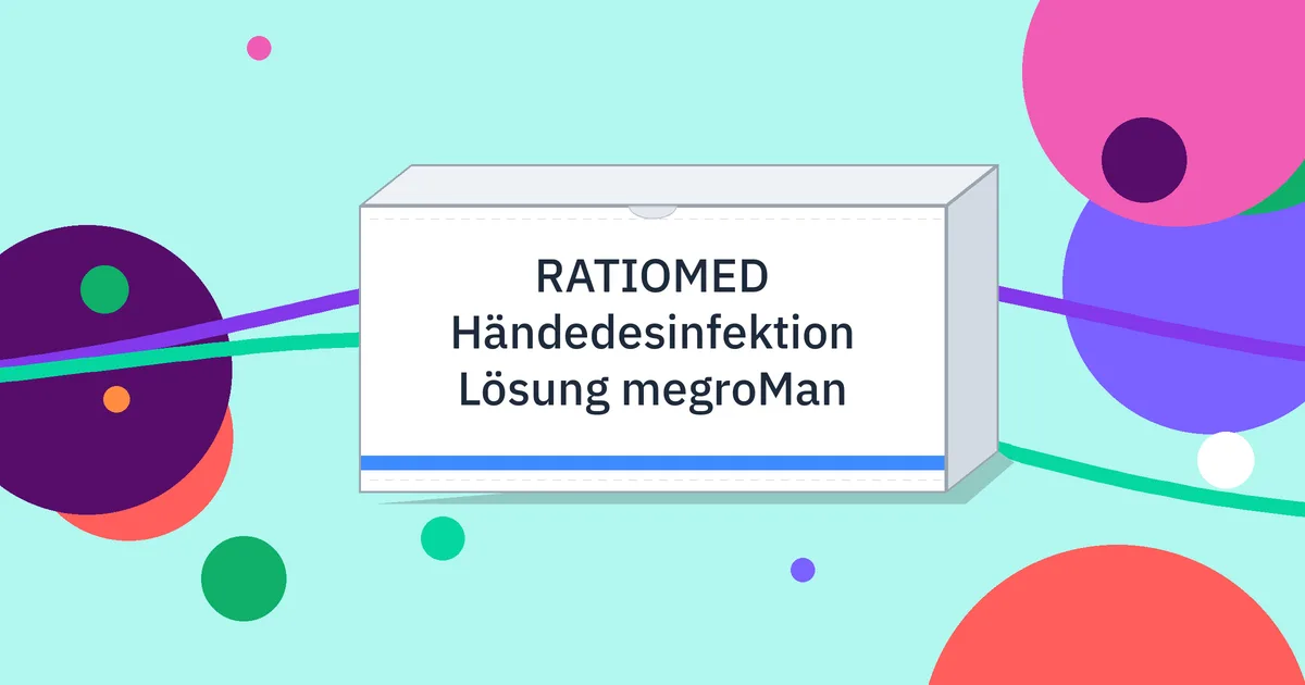 Symbolbild: Packung mit der Aufschrift RATIOMED Händedesinfektion Lösung megroMan (PZN 15254203) – Verfügbarkeit und Bezug in Apotheken in Frankfurt am Main