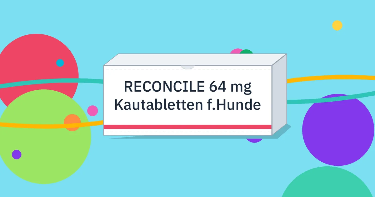 Symbolbild: Packung mit der Aufschrift RECONCILE 64 mg Kautabletten f.Hunde (PZN 20858251) – Verfügbarkeit und Bezug in Apotheken in Frankfurt am Main