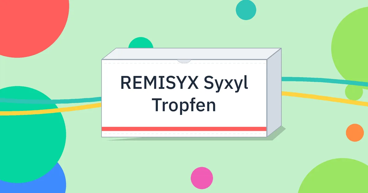 Symbolbild: Packung mit der Aufschrift REMISYX Syxyl Tropfen (PZN 09634427) – Verfügbarkeit und Bezug in Apotheken in Frankfurt am Main