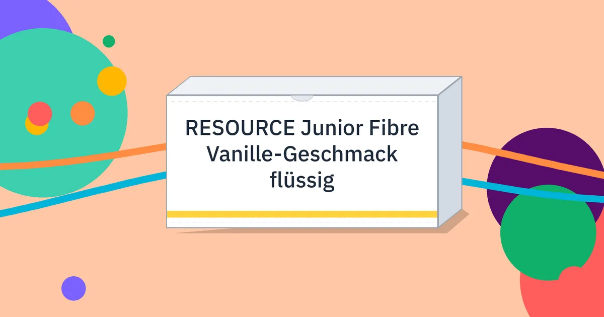 Symbolbild: Packung mit der Aufschrift RESOURCE Junior Fibre Vanille-Geschmack flüssig (PZN 13912263) – Verfügbarkeit und Bezug in Apotheken in Frankfurt am Main