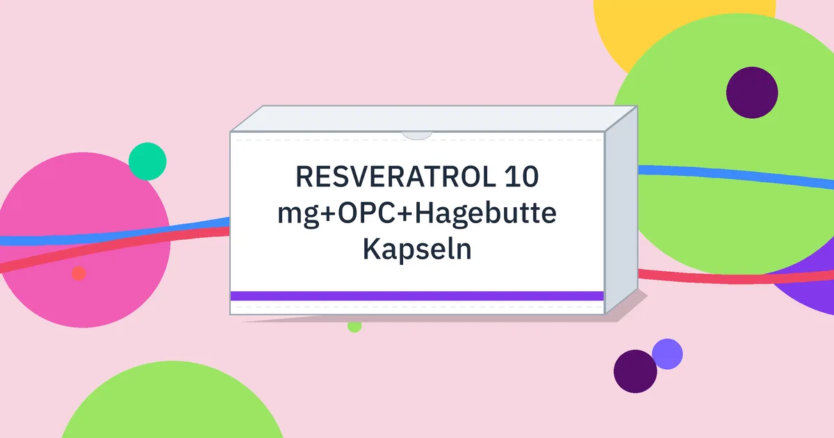 Symbolbild: Packung mit der Aufschrift RESVERATROL 10 mg+OPC+Hagebutte Kapseln (PZN 10309945) – Verfügbarkeit und Bezug in Apotheken in Frankfurt am Main
