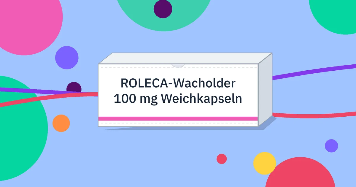 Symbolbild: Packung mit der Aufschrift ROLECA-Wacholder 100 mg Weichkapseln (PZN 15780044) – Verfügbarkeit und Bezug in Apotheken in Frankfurt am Main