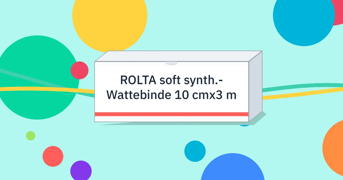 Symbolbild: Packung mit der Aufschrift ROLTA soft synth.-Wattebinde 10 cmx3 m (PZN 18651488) – Verfügbarkeit und Bezug in Apotheken in Frankfurt am Main