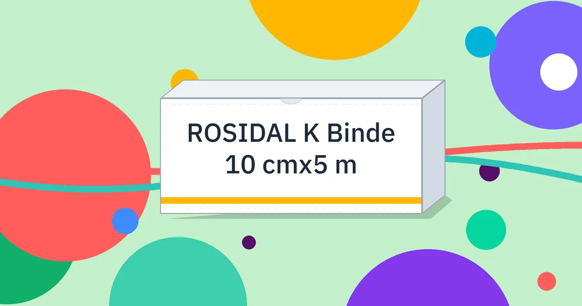 Symbolbild: Packung mit der Aufschrift ROSIDAL K Binde 10 cmx5 m (PZN 12586293) – Verfügbarkeit und Bezug in Apotheken in Frankfurt am Main