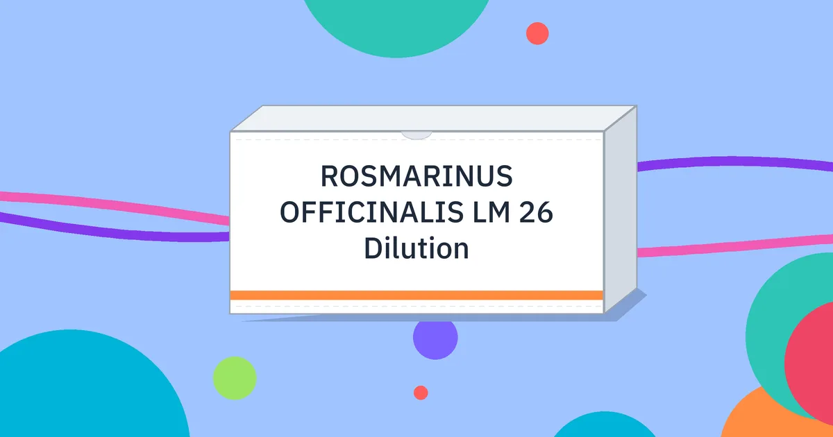 Symbolbild: Packung mit der Aufschrift ROSMARINUS OFFICINALIS LM 26 Dilution (PZN 13681042) – Verfügbarkeit und Bezug in Apotheken in Frankfurt am Main