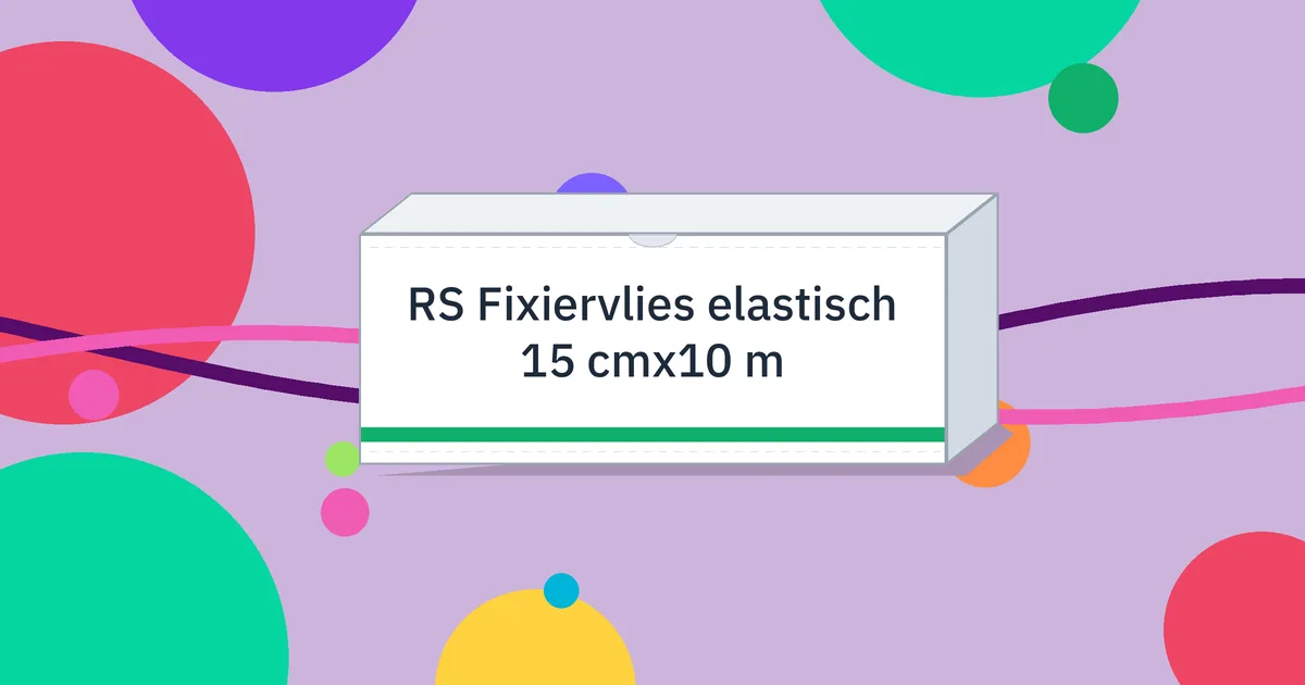 Symbolbild: Packung mit der Aufschrift RS Fixiervlies elastisch 15 cmx10 m (PZN 02956286) – Verfügbarkeit und Bezug in Apotheken in Frankfurt am Main