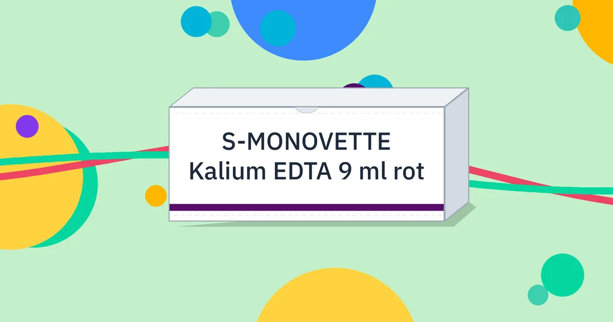 Symbolbild: Packung mit der Aufschrift S-MONOVETTE Kalium EDTA 9 ml rot (PZN 10259986) – Verfügbarkeit und Bezug in Apotheken in Frankfurt am Main