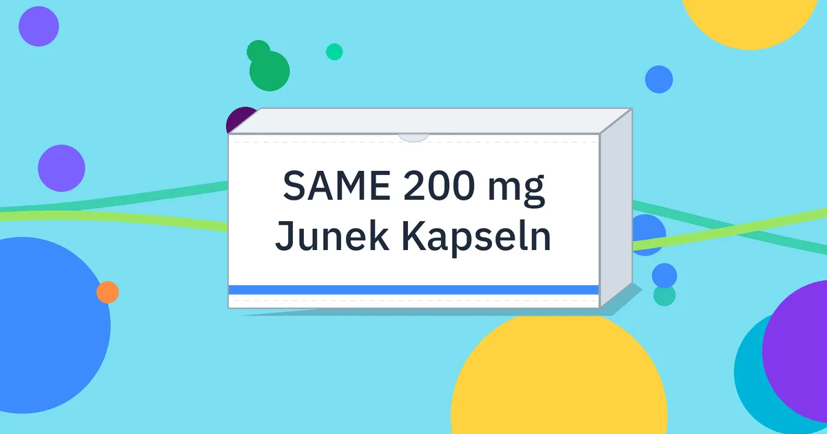 Symbolbild: Packung mit der Aufschrift SAME 200 mg Junek Kapseln (PZN 11238851) – Verfügbarkeit und Bezug in Apotheken in Frankfurt am Main