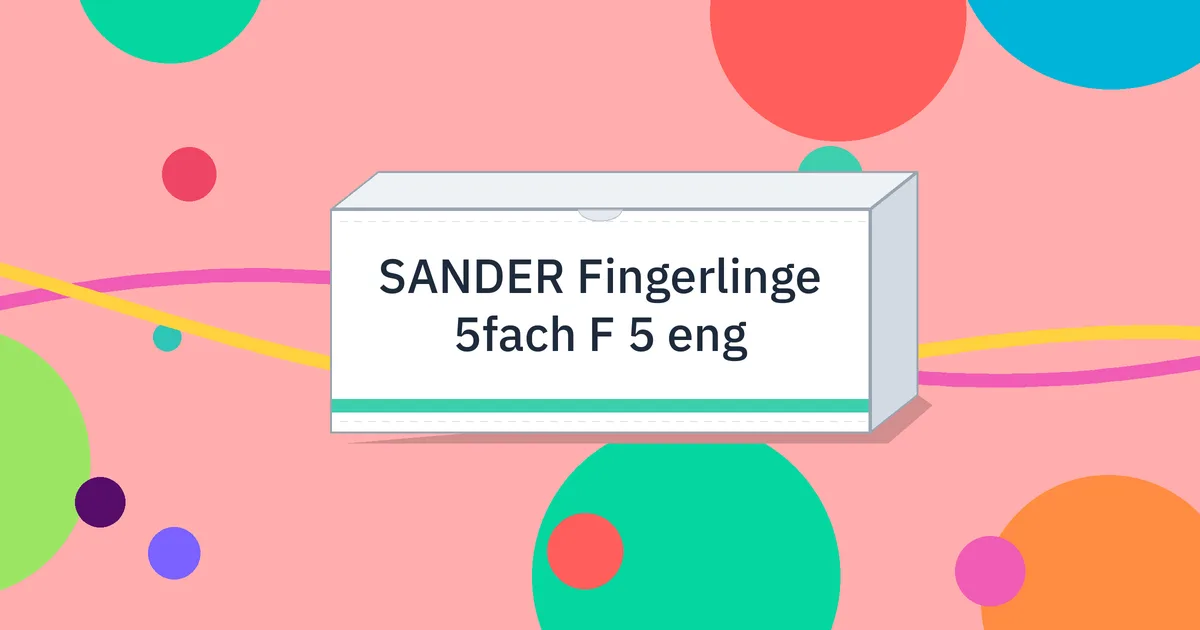 Symbolbild: Packung mit der Aufschrift SANDER Fingerlinge 5fach F 5 eng (PZN 10014612) – Verfügbarkeit und Bezug in Apotheken in Frankfurt am Main