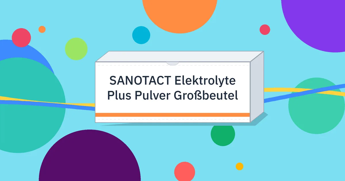 Symbolbild: Packung mit der Aufschrift SANOTACT Elektrolyte Plus Pulver Großbeutel (PZN 20108900) – Verfügbarkeit und Bezug in Apotheken in Frankfurt am Main