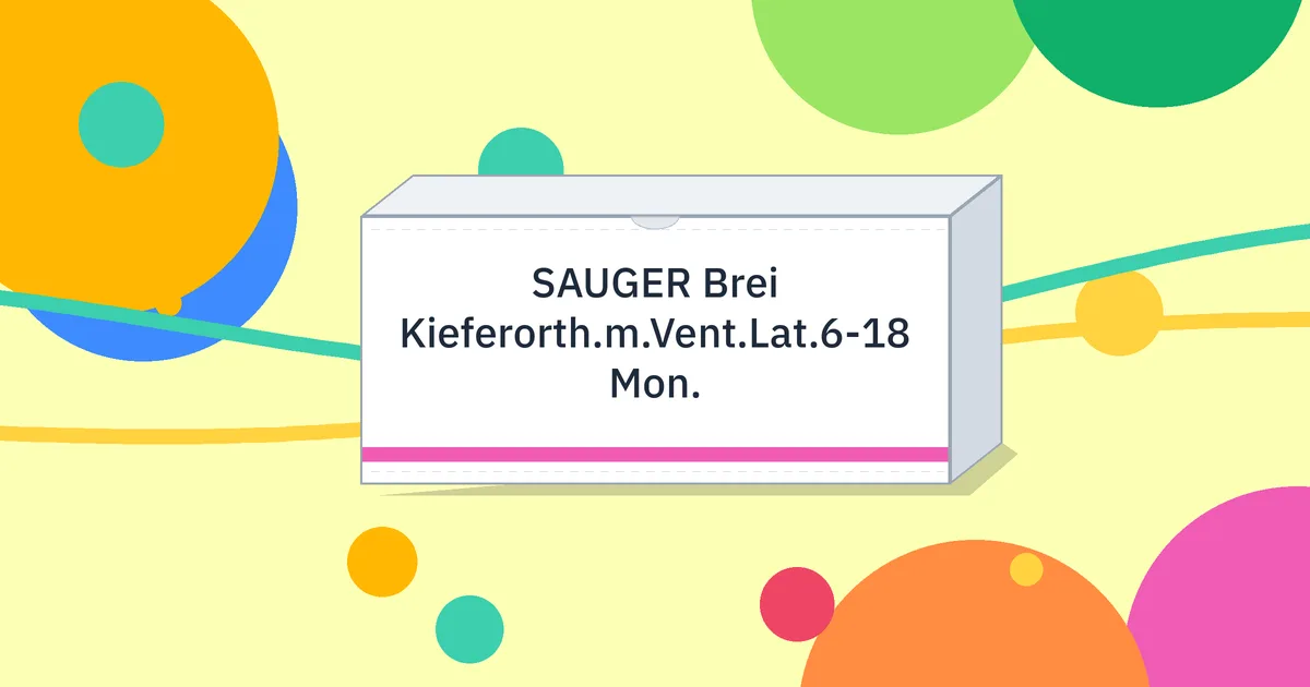 Symbolbild: Packung mit der Aufschrift SAUGER Brei Kieferorth.m.Vent.Lat.6-18 Mon. (PZN 00225041) – Verfügbarkeit und Bezug in Apotheken in Frankfurt am Main