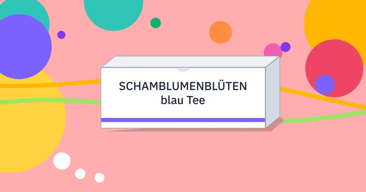 Symbolbild: Packung mit der Aufschrift SCHAMBLUMENBLÜTEN blau Tee (PZN 18910990) – Verfügbarkeit und Bezug in Apotheken in Frankfurt am Main