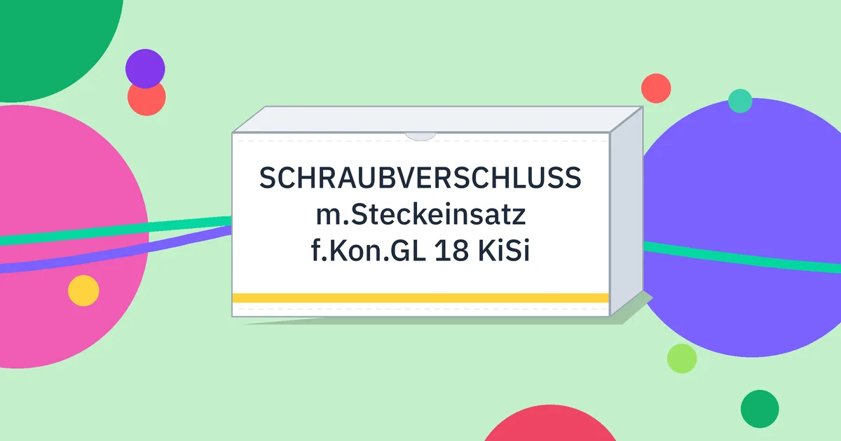 Symbolbild: Packung mit der Aufschrift SCHRAUBVERSCHLUSS m.Steckeinsatz f.Kon.GL 18 KiSi (PZN 17543087) – Verfügbarkeit und Bezug in Apotheken in Frankfurt am Main