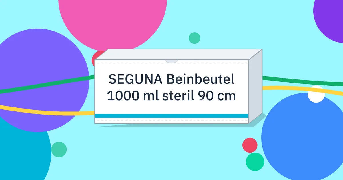 Symbolbild: Packung mit der Aufschrift SEGUNA Beinbeutel 1000 ml steril 90 cm (PZN 14312832) – Verfügbarkeit und Bezug in Apotheken in Frankfurt am Main