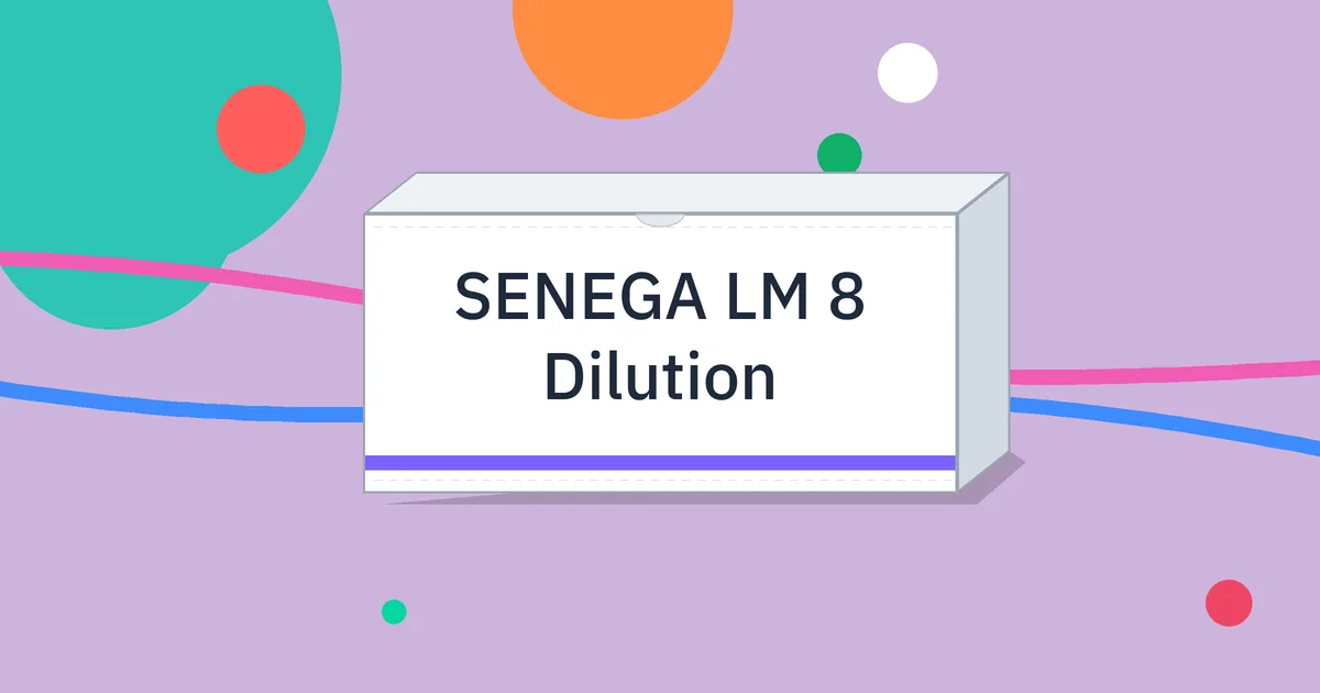 Symbolbild: Packung mit der Aufschrift SENEGA LM 8 Dilution (PZN 13187543) – Verfügbarkeit und Bezug in Apotheken in Frankfurt am Main