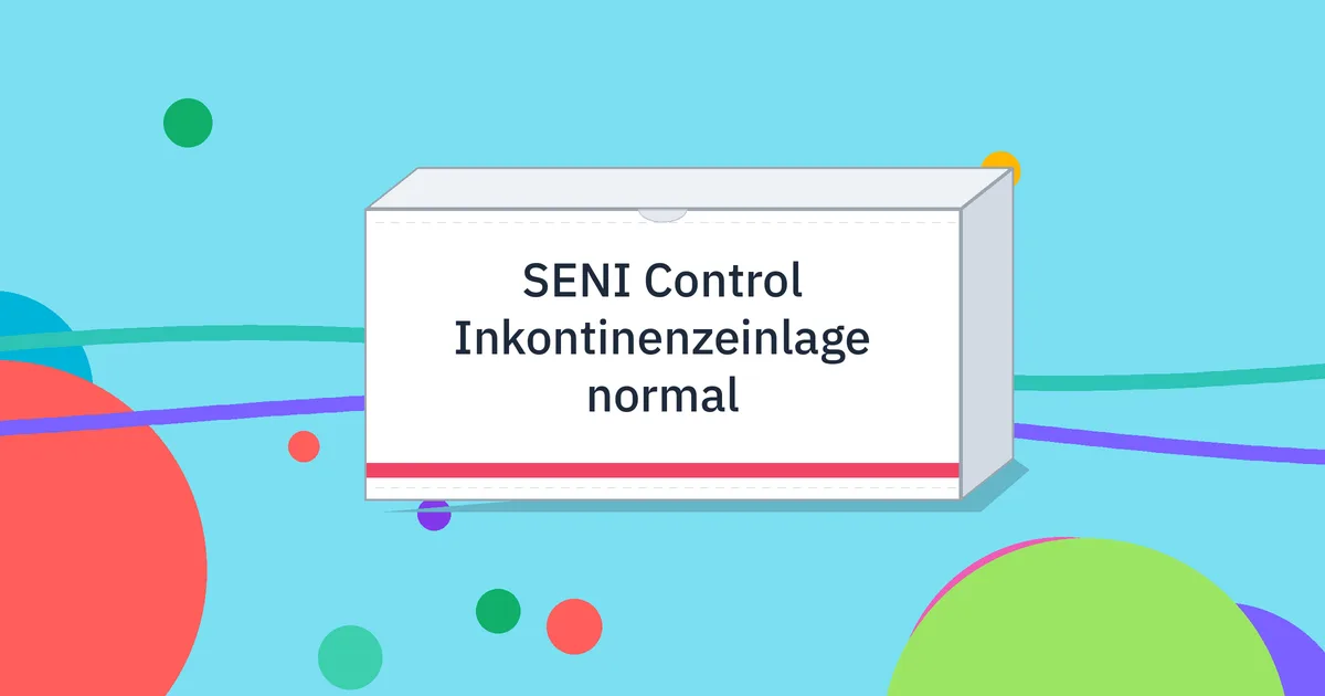 Symbolbild: Packung mit der Aufschrift SENI Control Inkontinenzeinlage normal (PZN 14297222) – Verfügbarkeit und Bezug in Apotheken in Frankfurt am Main