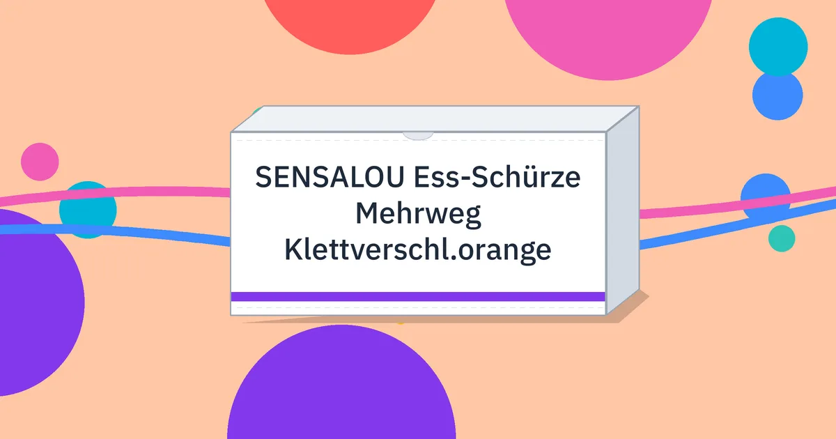 Symbolbild: Packung mit der Aufschrift SENSALOU Ess-Schürze Mehrweg Klettverschl.orange (PZN 19428410) – Verfügbarkeit und Bezug in Apotheken in Frankfurt am Main