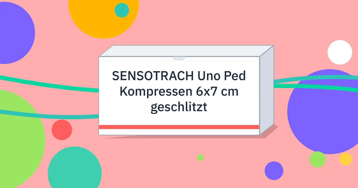 Symbolbild: Packung mit der Aufschrift SENSOTRACH Uno Ped Kompressen 6x7 cm geschlitzt (PZN 10281520) – Verfügbarkeit und Bezug in Apotheken in Frankfurt am Main