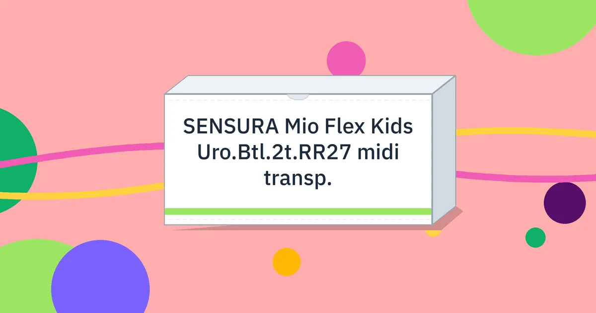 Symbolbild: Packung mit der Aufschrift SENSURA Mio Flex Kids Uro.Btl.2t.RR27 midi transp. (PZN 15410784) – Verfügbarkeit und Bezug in Apotheken in Frankfurt am Main