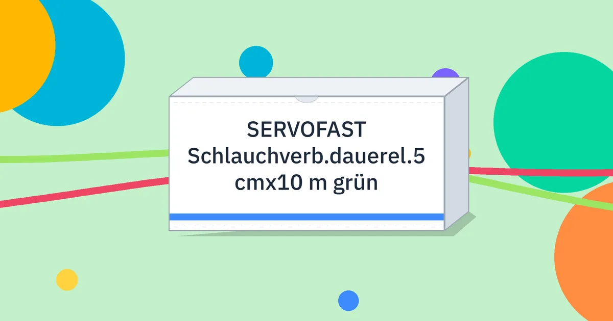 Symbolbild: Packung mit der Aufschrift SERVOFAST Schlauchverb.dauerel.5 cmx10 m grün (PZN 17897046) – Verfügbarkeit und Bezug in Apotheken in Frankfurt am Main